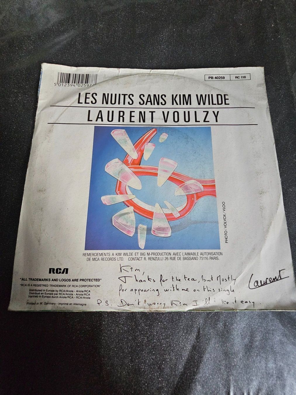 Vinyl, 7" LP - Laurent Voulzy – Les Nuits Sans Kim Wilde (Gebraucht) in ...