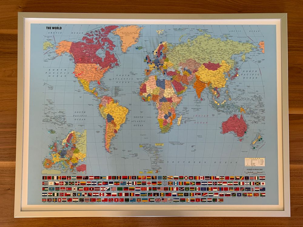 Weltkarte Kork 80x60cm mit Pins | Kaufen auf Ricardo