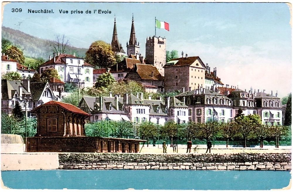 NEUCHÂTEL - Vue prise de l'école (mit Leuten) ca. 1910 | Kaufen auf Ricardo