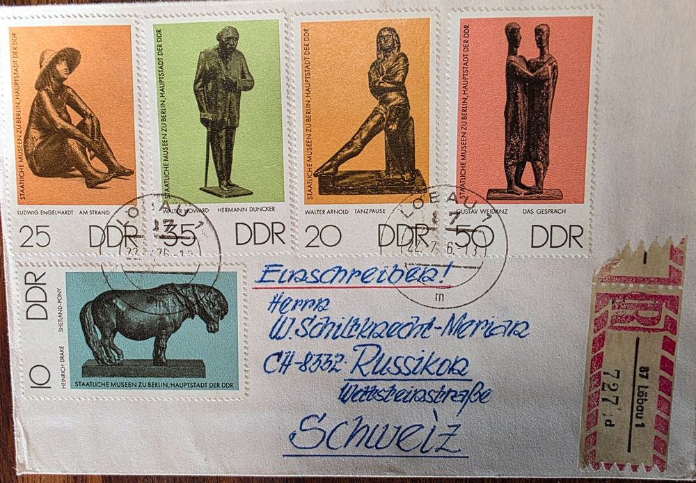 DDR Brief Komplette Serie 22.01.1976 reiste in die Schweiz (Gebraucht ...