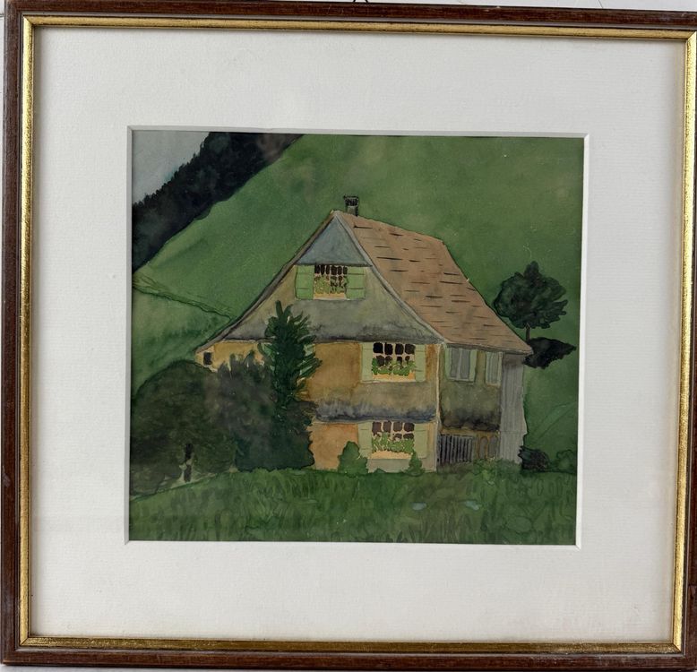 Antike Aquarellgemälde "Chalet in den Bergen" verso notiz (Gebraucht) in Neuhausen am Rheinfall ...