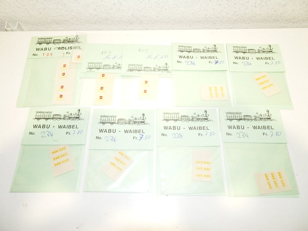9 Wabu Weibel Bögen SBB CFF / Post Schiebebilder Decals 234 (Neu ...