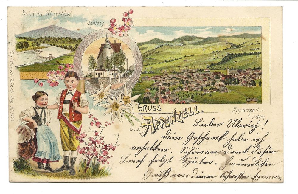 Gruss aus Appenzell AI Schloss - Sittertal - rare Litho 1900 (Gebraucht) in Engelburg für CHF 18 ...