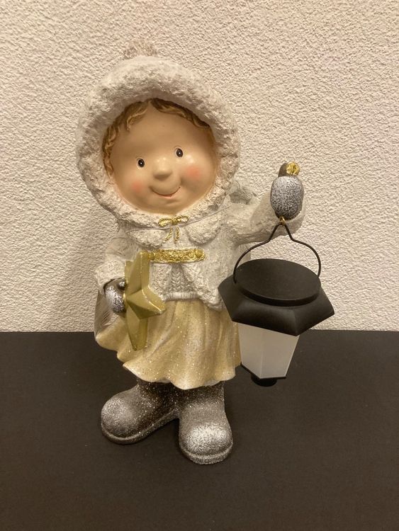 Schneekind mit Laterne Girl, ca. 38 x 24 x 17 cm, Polyresin (Neu ...