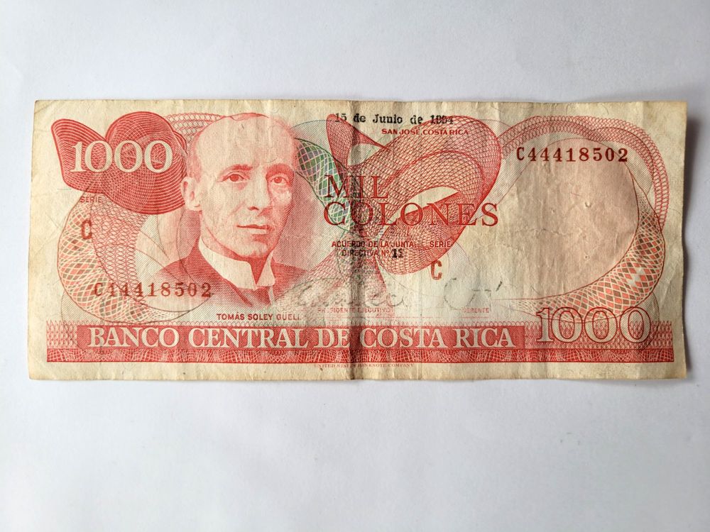 1000 Colon Banknote Costa Rica (Gebraucht) in Reinach AG für CHF 1 ...