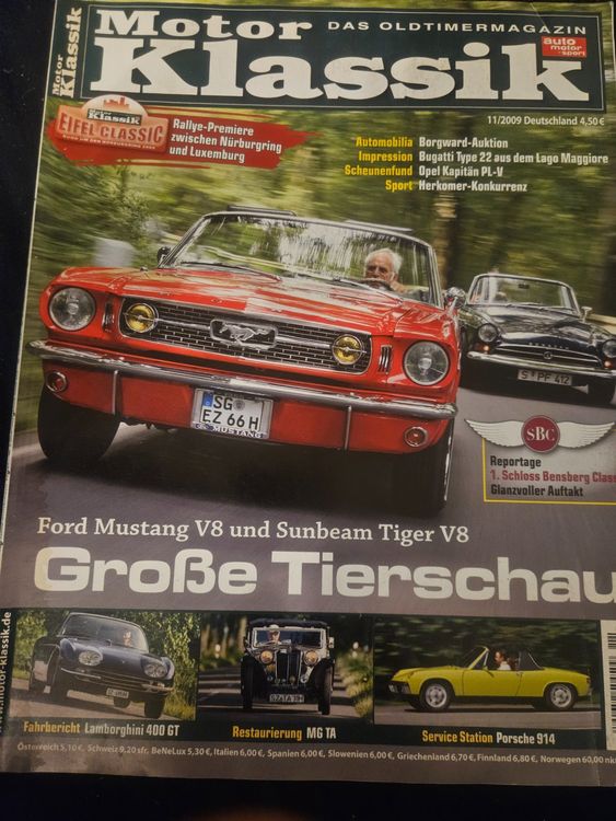 Motor Klassik 11/09 Ford Mustang Tiger Porsche 914 MG TA xx (Gebraucht ...