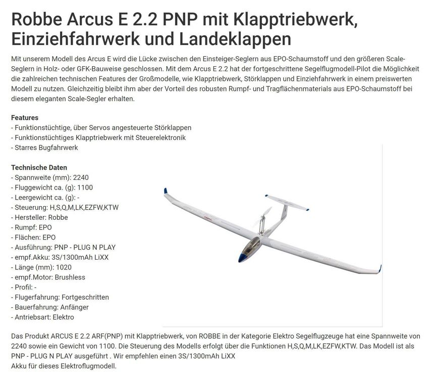 robbe Arcus e 2.2, | Kaufen auf Ricardo