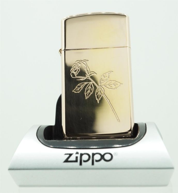 ZIPPO® ENGRAVED ROSE - SLIM-1998-UNGEZÜNDET (Neu (gemäss Beschreibung ...