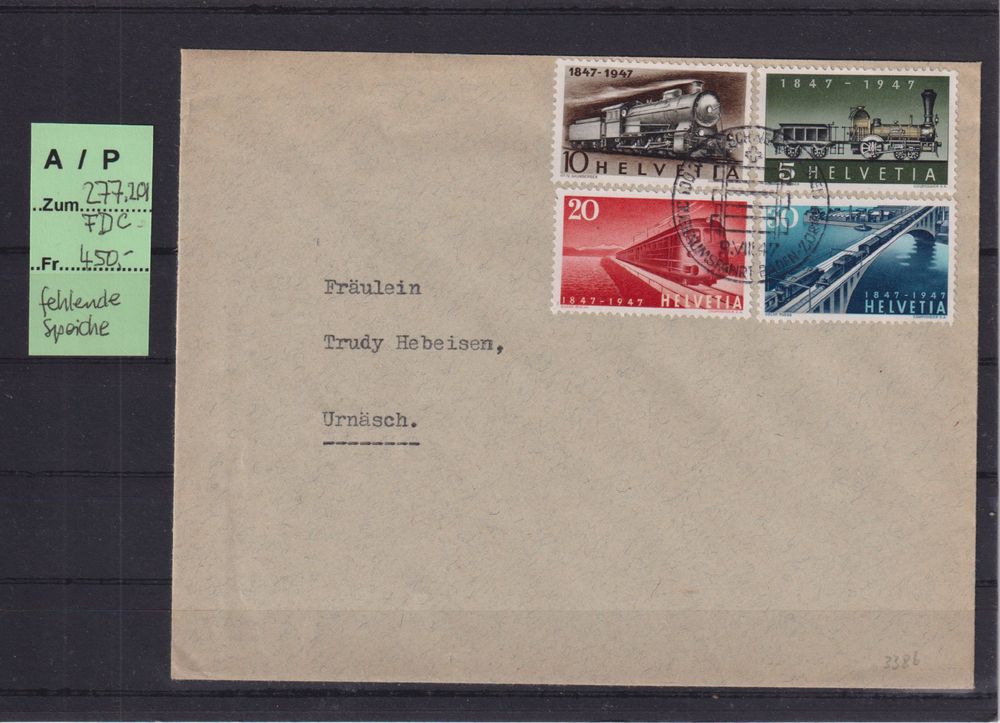 FDC mit fehlender Speiche !! Selten !! (Gebraucht) in Bibern SH für CHF 45 – mit Lieferung auf ...