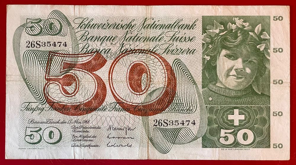 Banknoten 50 Franken / 15. Mai 1968 (Gebraucht) in Andwil SG für CHF 23 ...