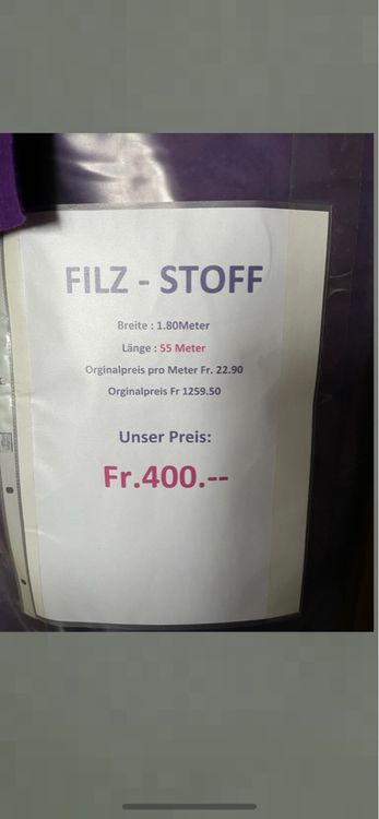 💥Restposten Grosshandel Filzstoff violett 💥 (Neu und originalverpackt ...