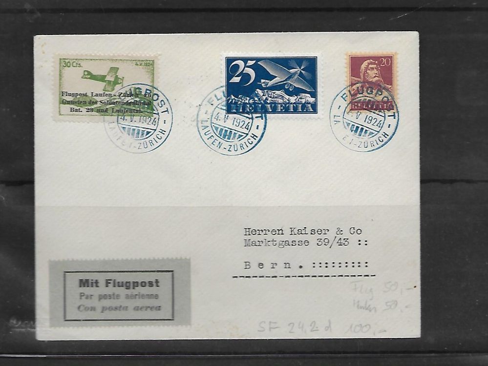 SF Beleg 1924 SF24.2d Kat: CHF 100.- (Gebraucht) in Basel für CHF 9 – mit Lieferung auf Ricardo ...