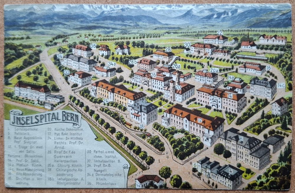 Bern Panorama Ansicht «Inselspital» 1919; Füssli Zürich (Gebraucht) in ...