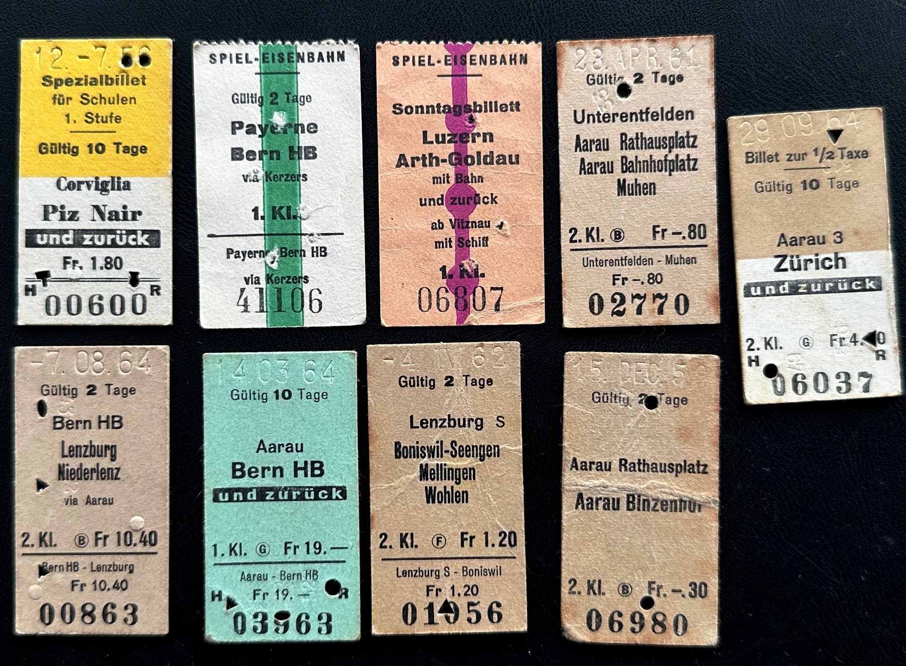 9 Tickets 1958 - 1964 SBB, Rarität, Billette, Fahrkarten (Gebraucht) in ...