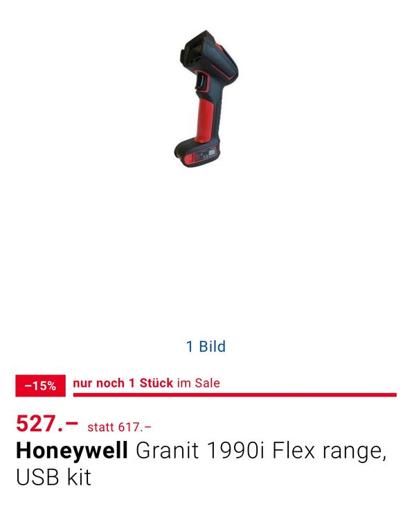 neuer Barcodescanner Honeywell Granit 1990i Flex range, USB (Neu und ...