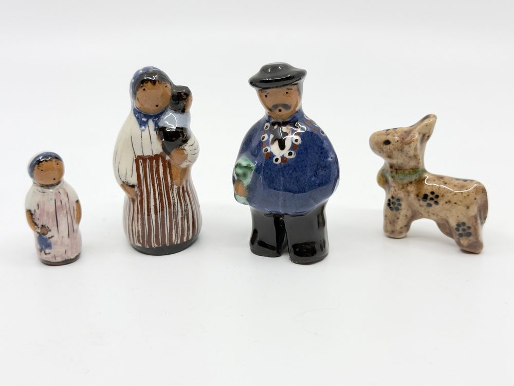 4er Set Keramik Figuren Familie Esel Handarbeit bunt bemalt | Kaufen ...