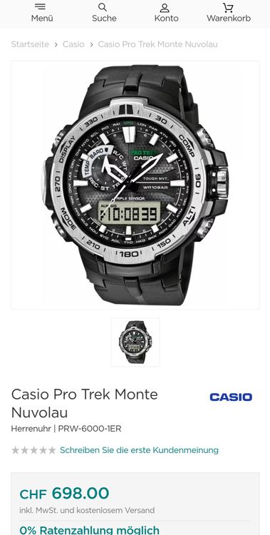 Casio Pro Trek PRW-6000-1ER Herrenuhr Solar (Neu und originalverpackt ...