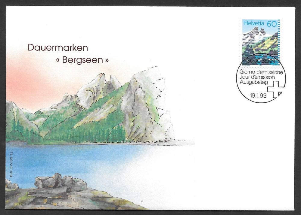 FDC 837 Bergseen ET Bern 19.1.1993 schön illustriert | Kaufen auf Ricardo