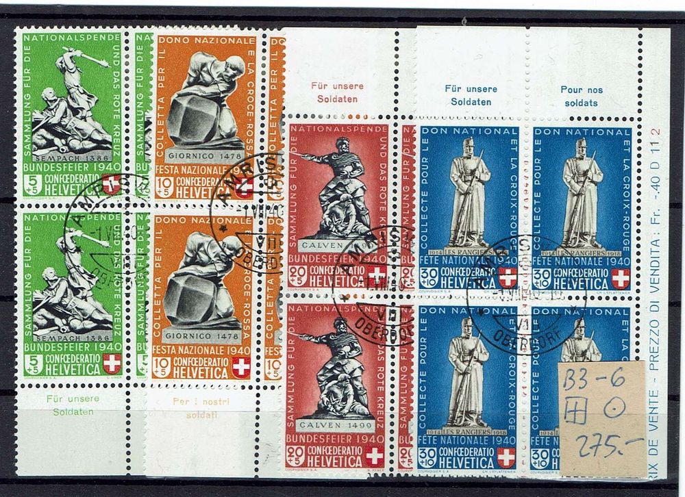 B3-6 Pro Patria Bloc de 4 oblit. | Kaufen auf Ricardo