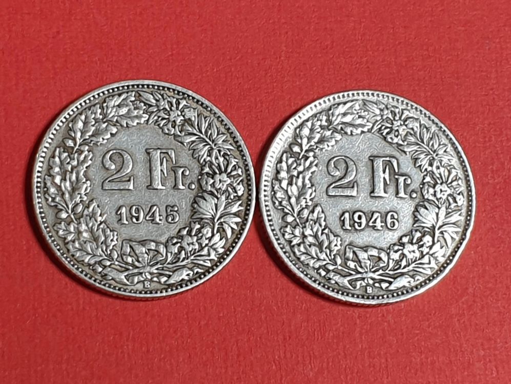 2 Franken 1945 und 1946 „Silber“ (Gebraucht) in Uttigen für CHF 9 – mit Lieferung auf Ricardo kaufen