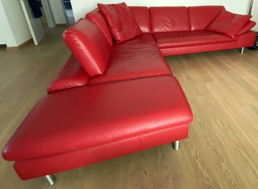 Ecksofa (Leder hellrot) von W. SCHILLIG (Gebraucht) in Rheinfelden für ...