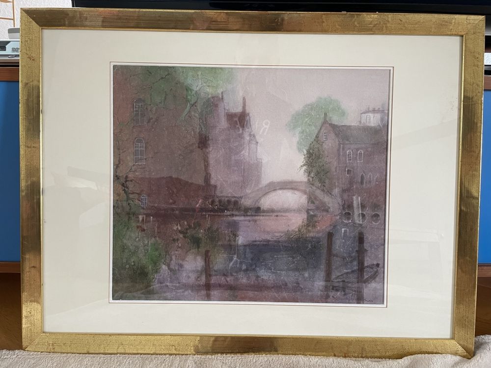 Aquarell Stadtansicht Brücke gerahmt signiert (Gebraucht) in Eschenbach SG für CHF 250 – mit ...
