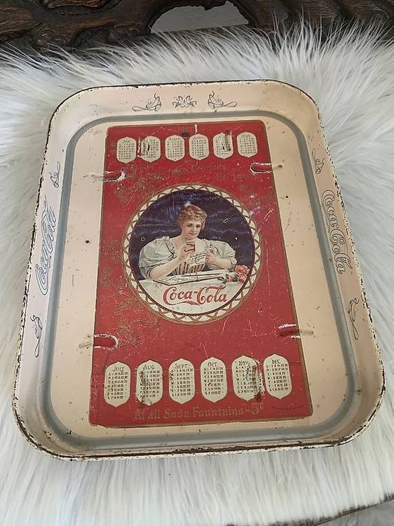 Altes Vintage Coca Cola Werbe Tablet mit Kalender Metall (Gebraucht) in ...