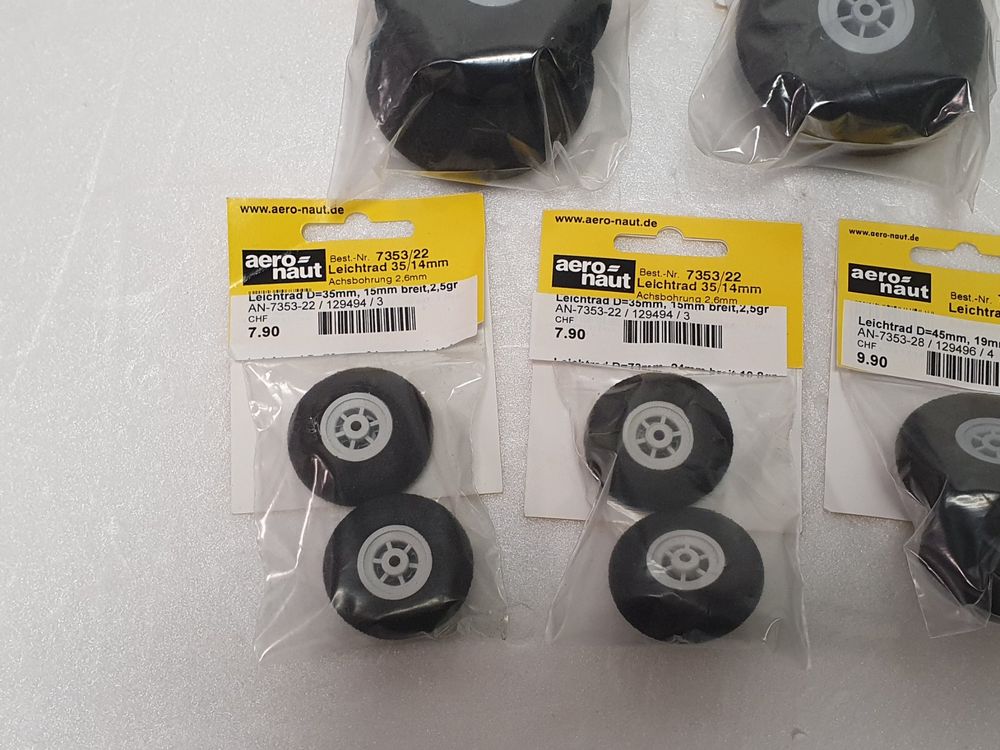 Rad Set für Modellflieger, Moosgummi, versch. Durchmesser (Neu und ...