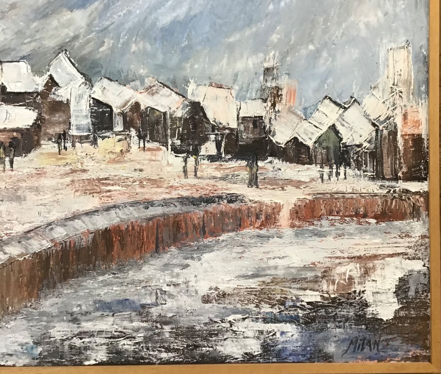 Grosse Abstrakte Gemälde Hause mit See Signiert MILAN (Gebraucht) in Root für CHF 20 – mit ...