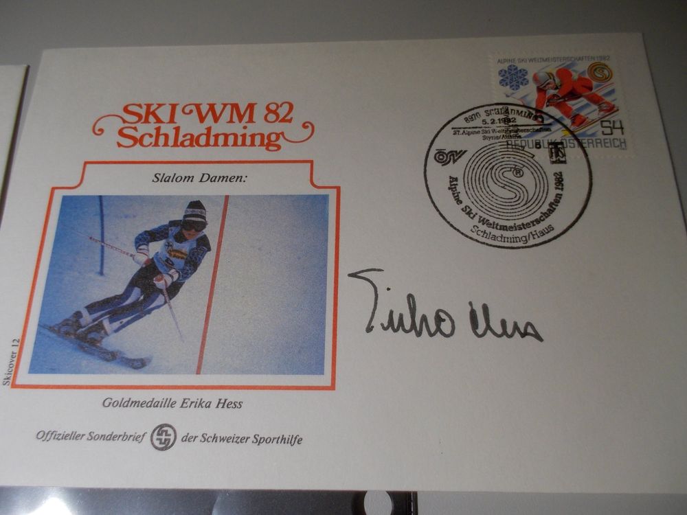 Autogramm-Brief 1982, Erika Hess, Gold Ski WM Schladming | Kaufen auf Ricardo