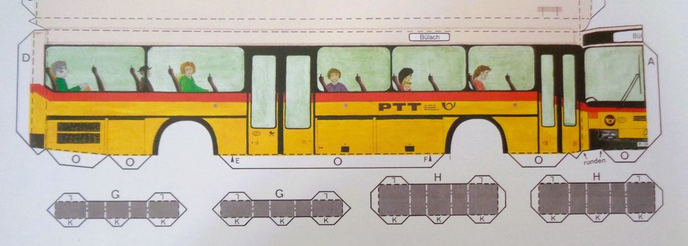 Bastelbogen - Postauto / 3. Auflage 2001 ab Fr. 4.- / 1:44 (Neu (gemäss ...