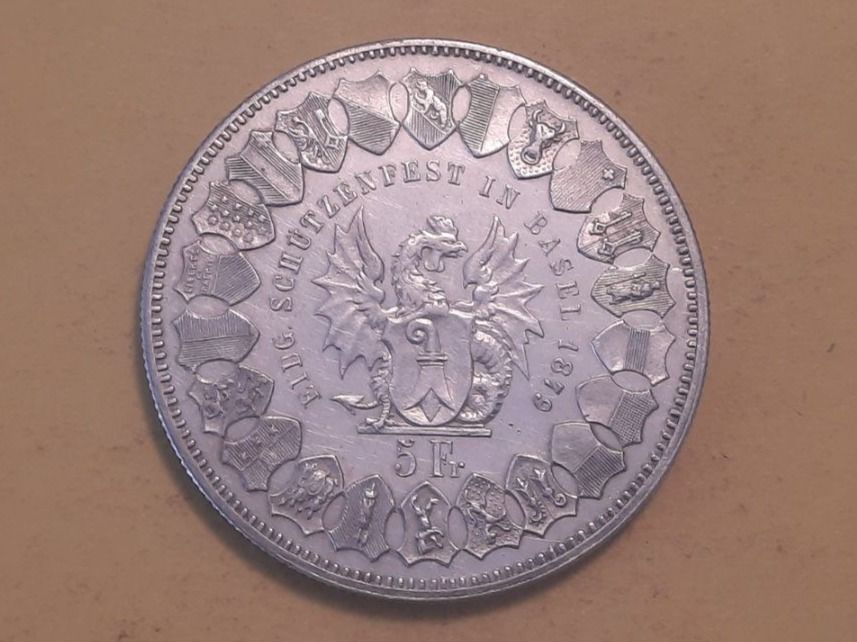 Schweiz 5 Franken Eidgenössisches Schützenfest in Basel 1879 (Gebraucht) in Buchs SG für CHF 93 ...
