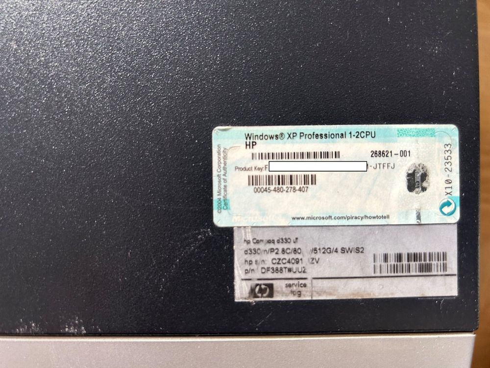 HP Compaq d330 uT /Windows XP pro (Gebraucht) in für CHF 21 – mit ...