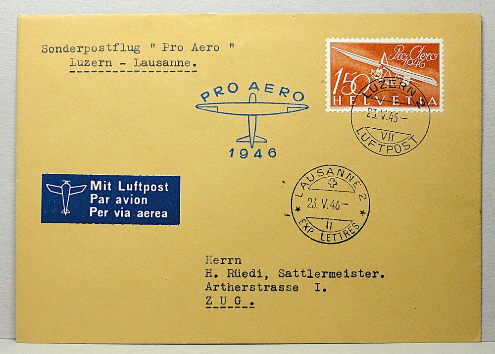 Flugpost Brief Pro Aero F41 / Luzern-Lausanne 1946 | Kaufen auf Ricardo