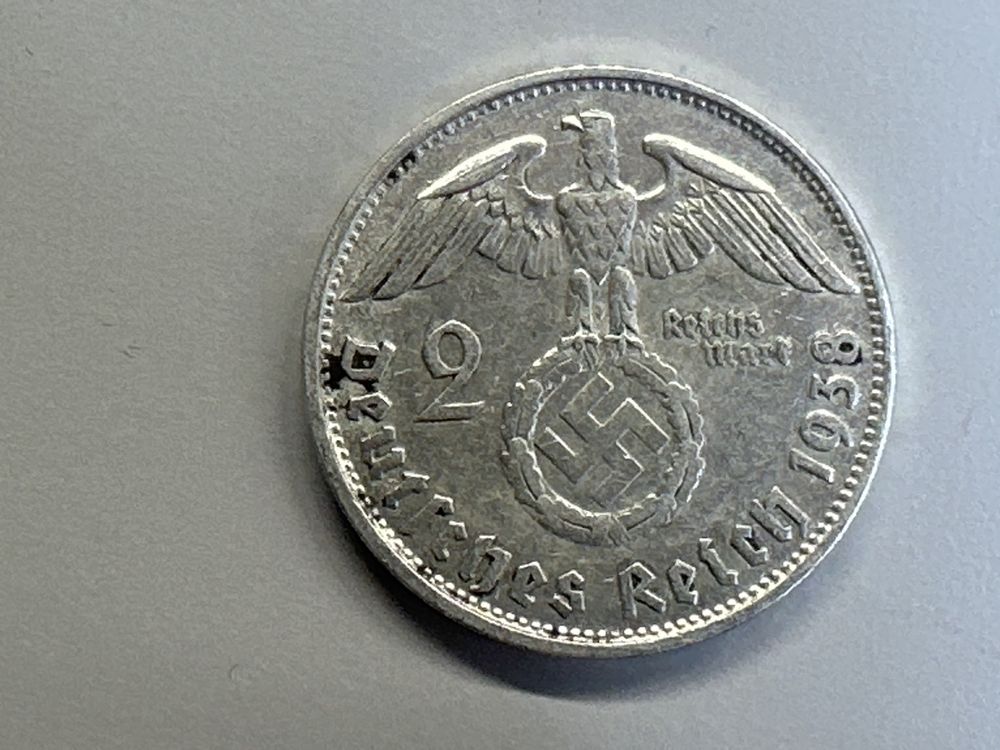 2 Deutsche Reichsmark Silber 1938 Paul von Hindenburg (Gebraucht) in Herisau für CHF 8 – mit ...