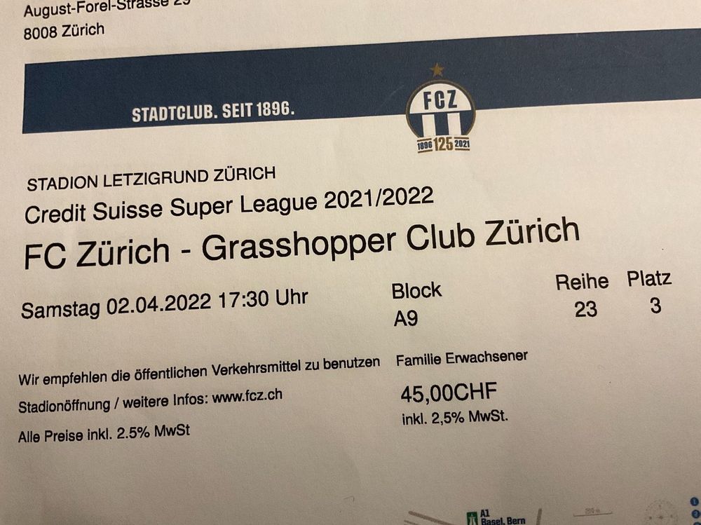 FCZ vs GC April 2, 2022 | Kaufen auf Ricardo