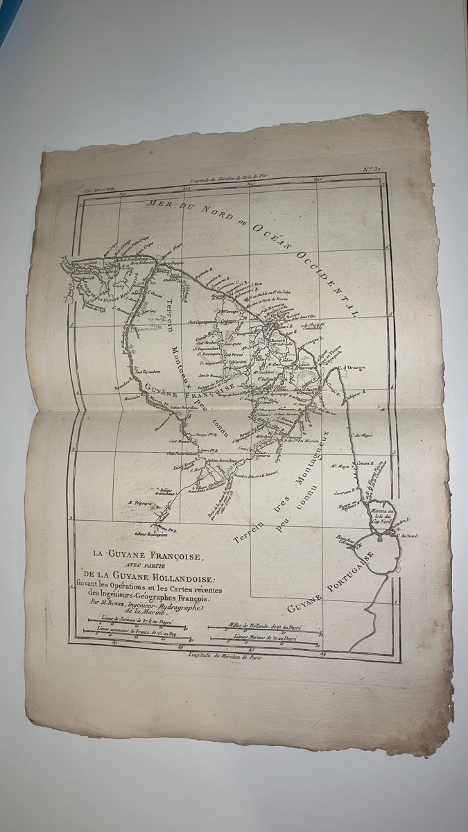 Carte Ancienne de la Guyane Française -18e siècle- R.Bonne (D'occasion ...