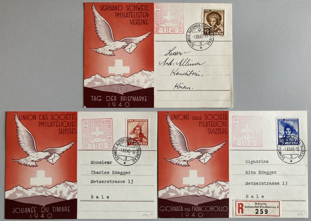 3x TdB 1940 D/F/I Originalkarte Automobilpost, SBK 345 Fr. (Gebraucht) in Flawil für CHF 69 ...
