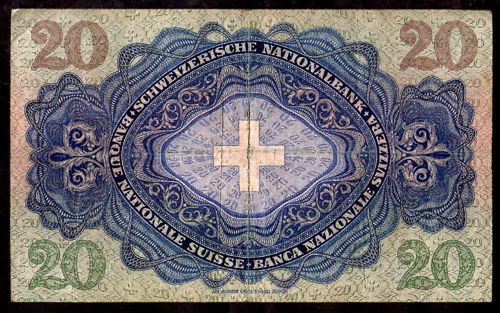 20.- Franken-Bank-Note Schweiz 1946, gefaltet | Kaufen auf Ricardo