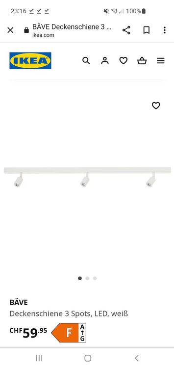 IKEA BÄVE DECKENSCHIENE 3 SPOTS (Neu und originalverpackt) in Zürich ...