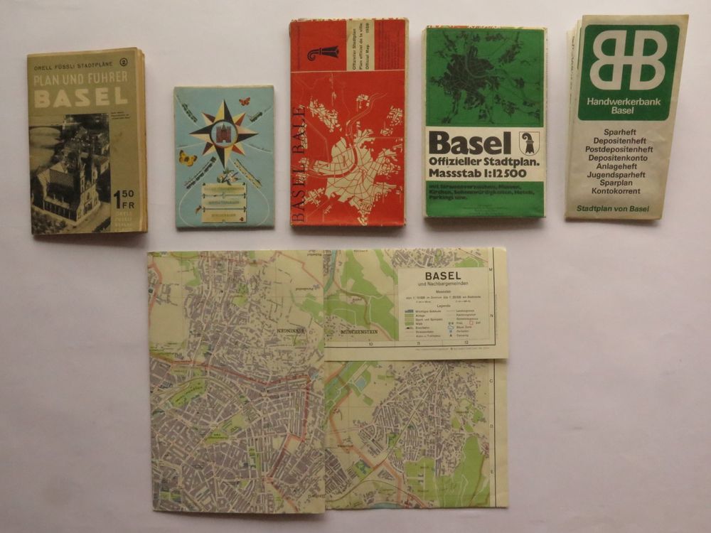 Basel - Plan - Führer - Stadtplan - Strassenbahnen - antik (Gebraucht ...