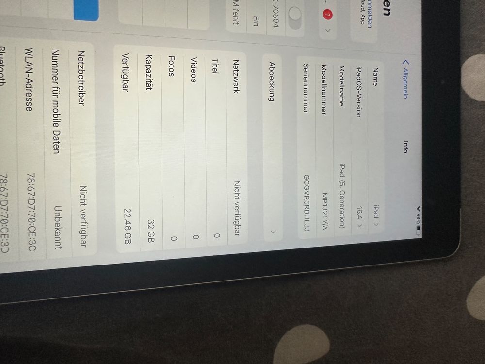 iPad 5 Generation 32 GB wifi+Cellular mit sim karte (Gebraucht) in für ...