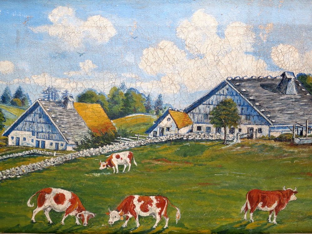 Tableau art populaire Gruyère vaches poya Gemälde Volkskunst (Gebraucht) in Noville für CHF 120 ...