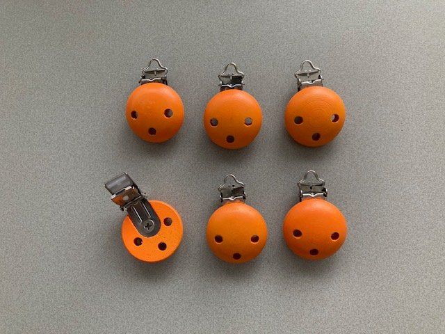 Schnuller-/Nuggiketten Clip Holz orange (6 Stück) (Neu (gemäss ...
