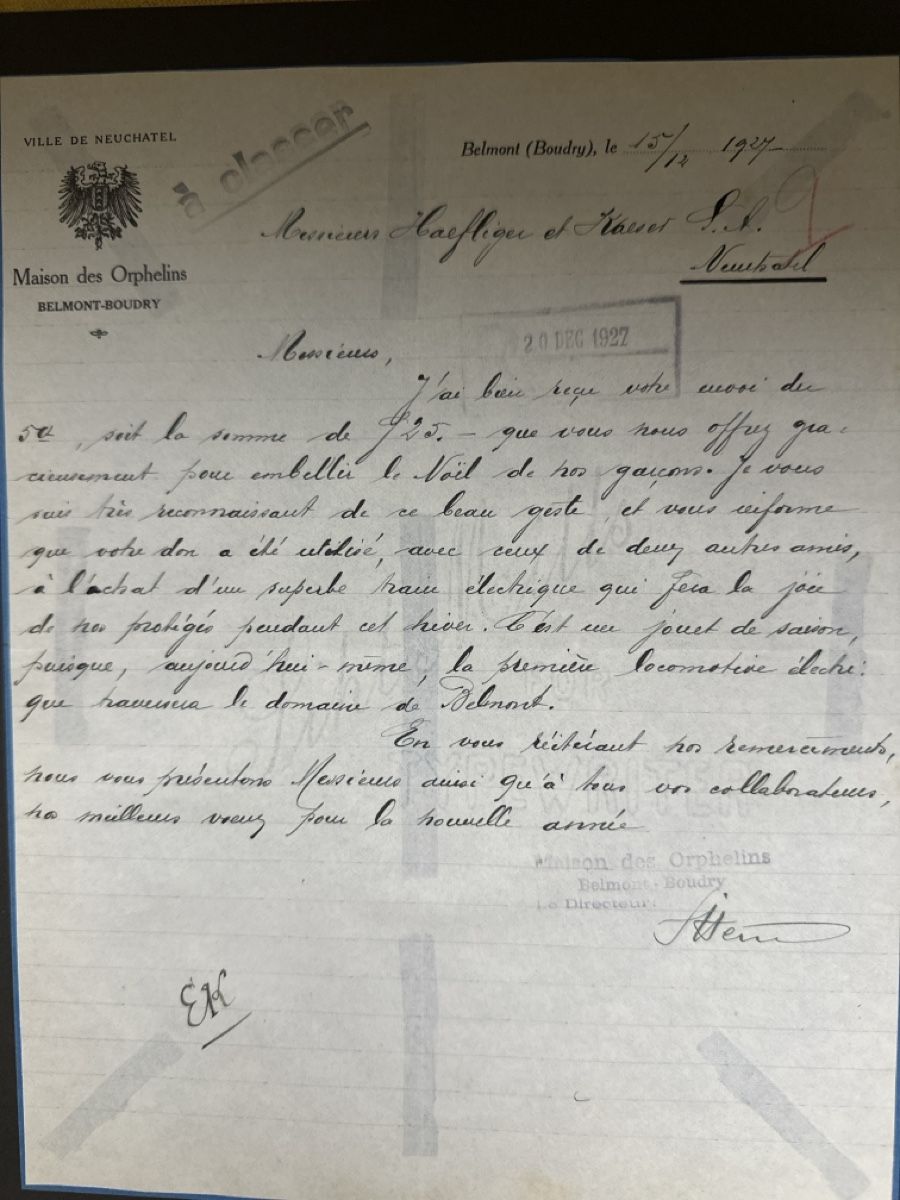 Lettre originale 1927 de Neuchâtel , maison des orphelins (D'occasion ...