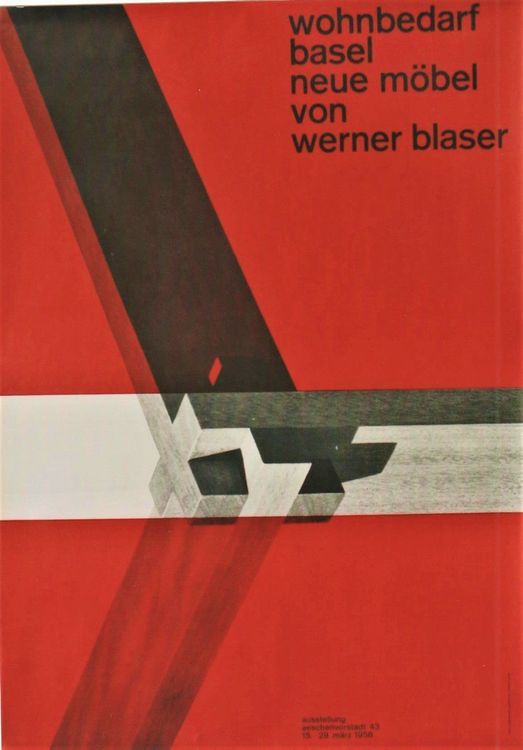 WOHNBEDARF BASEL NEUE MOEBEL 1958 Original Plakat (Gebraucht) in Blonay für CHF 995 – mit ...