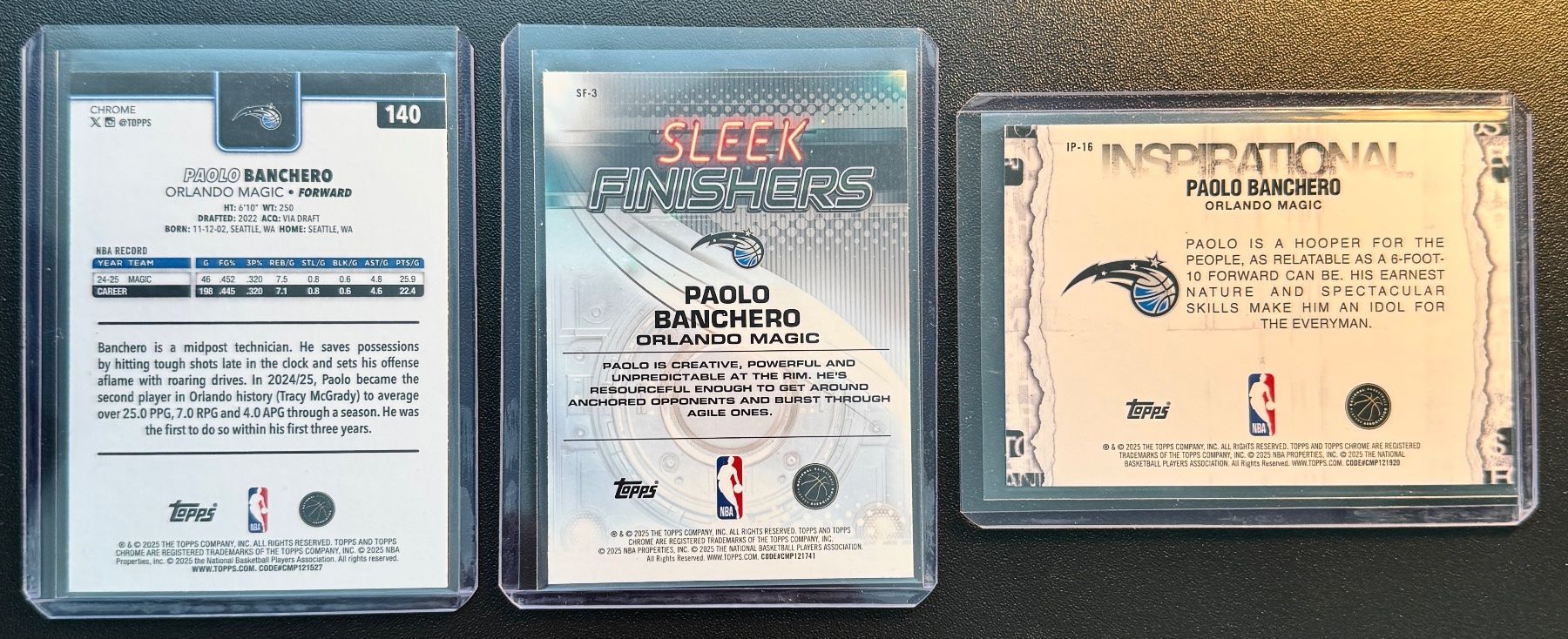 2025 Topps Chrome Paolo Banchero 3 Karten Lot Orlando Magic (Neu ...