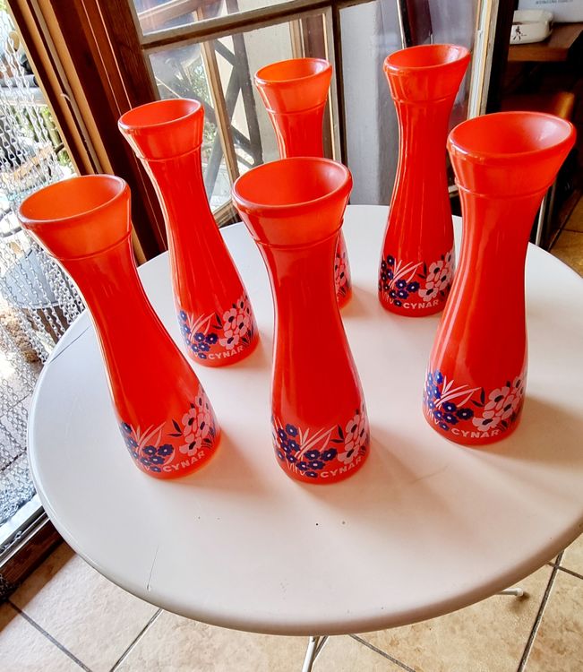 Sehr schöne Blumenväseli Cynar 6mal.70 er Jahre. | Kaufen auf Ricardo