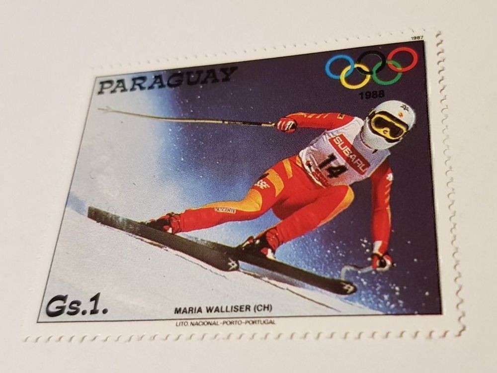 Maria Walliser Ski Olympia Lito Briefmarken Paraguay Gs1 (Neu (gemäss ...