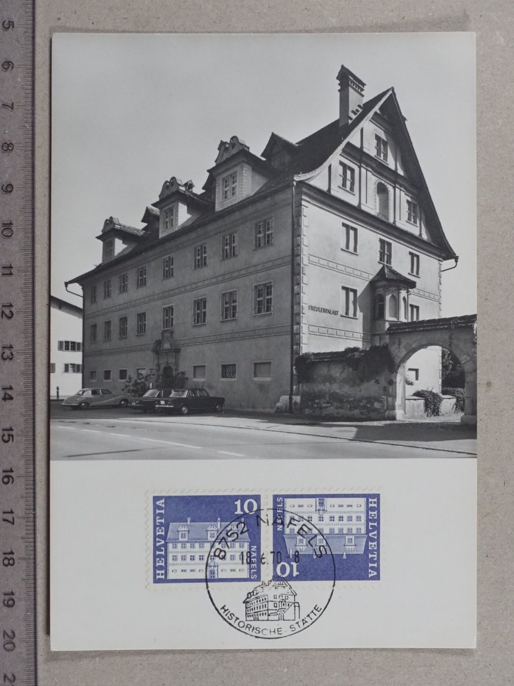 Näfels, Glarus, Freuler Palast, 1970, passende Briefmarken (Gebraucht ...